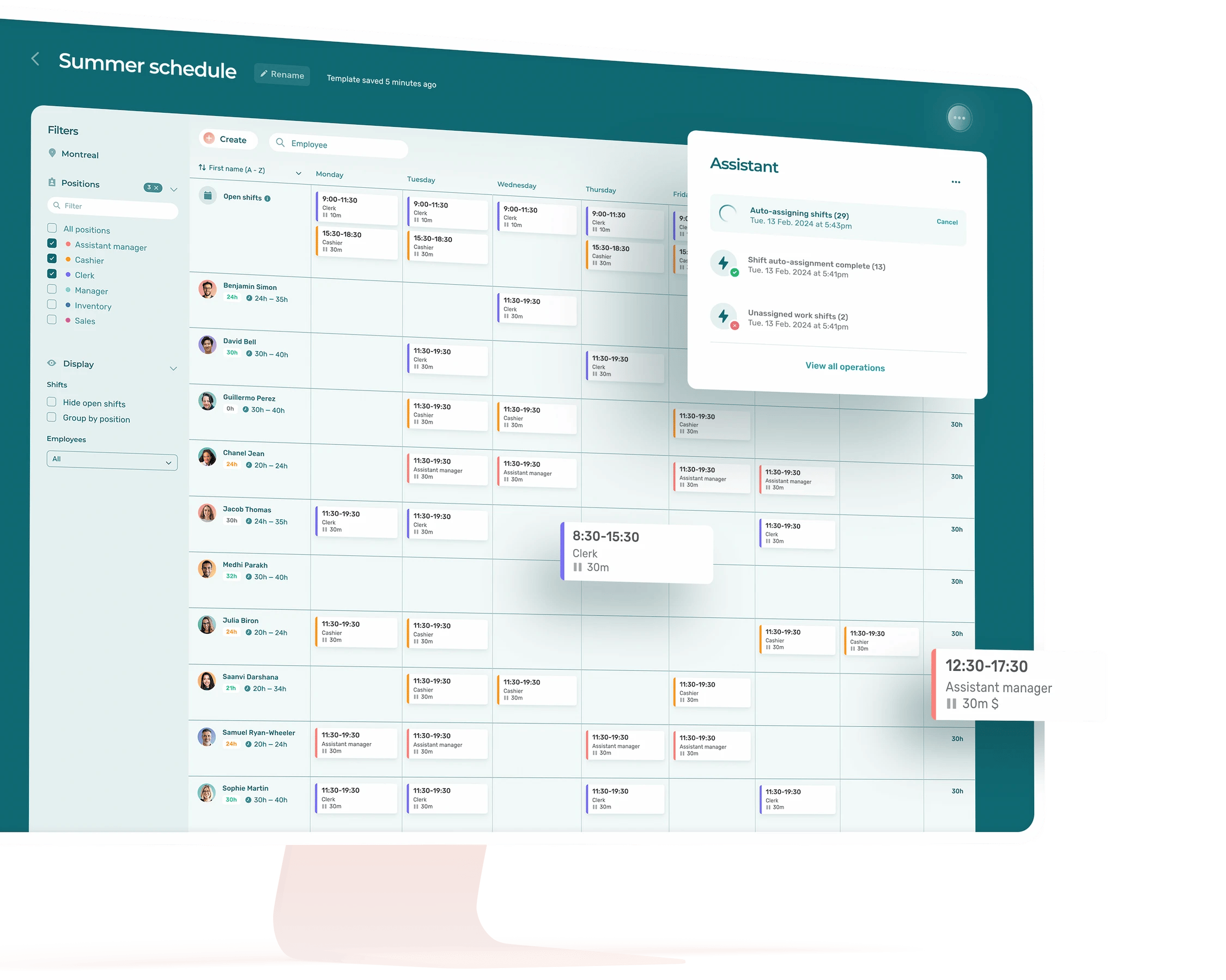 Automatic employee scheduling generator - Agendrix
