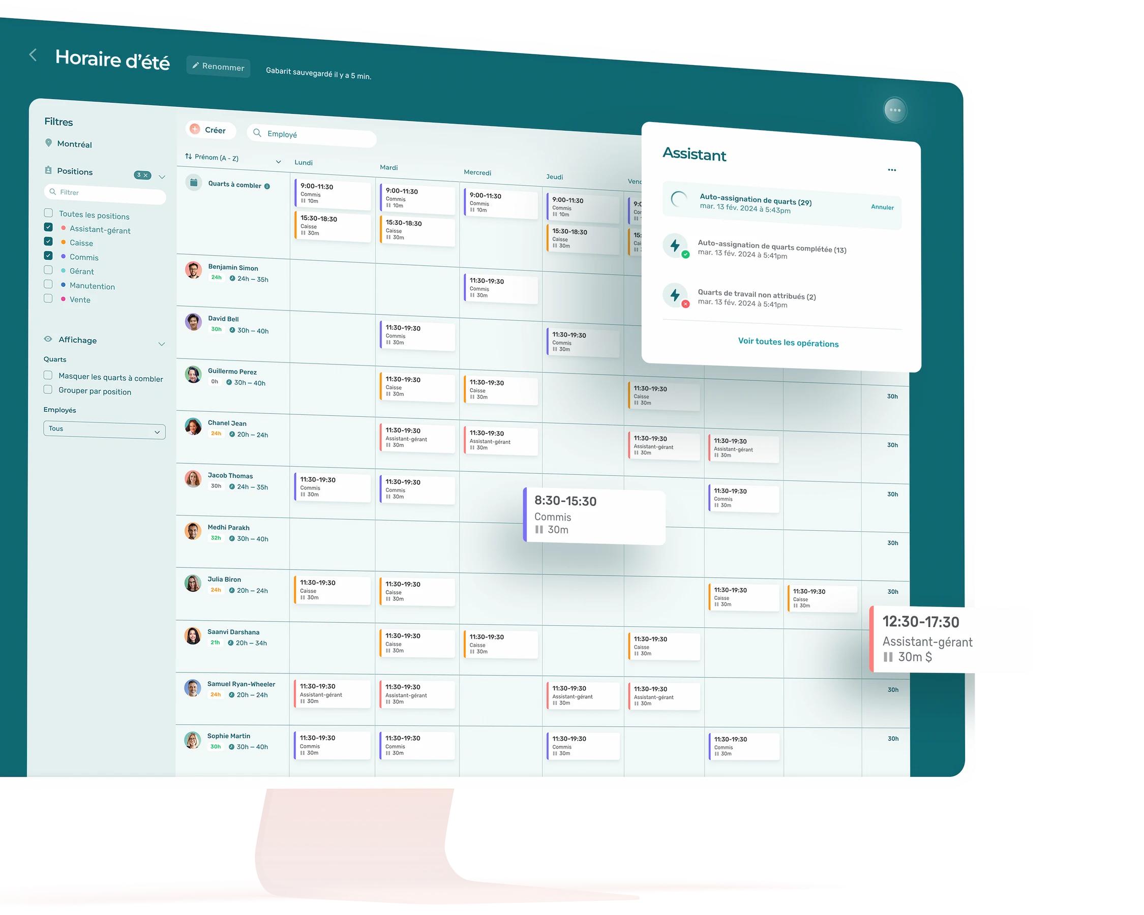 Planning automatique - Agendrix